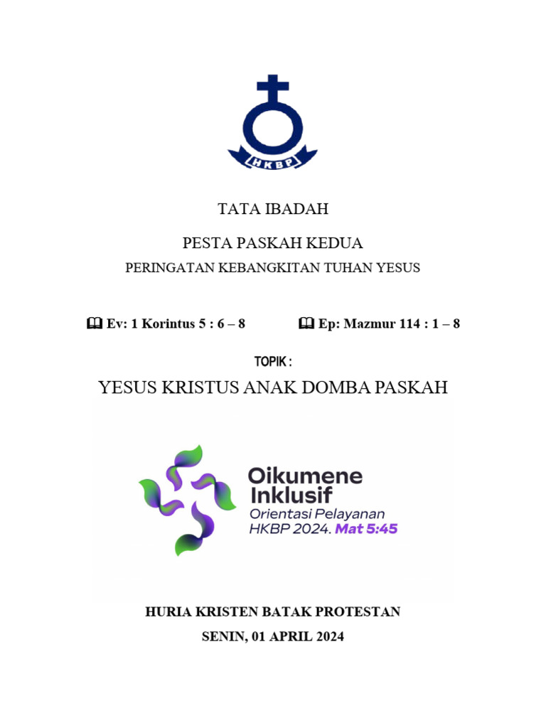 Tata Ibadah PASKAH II - 01 April 2024 | PDF