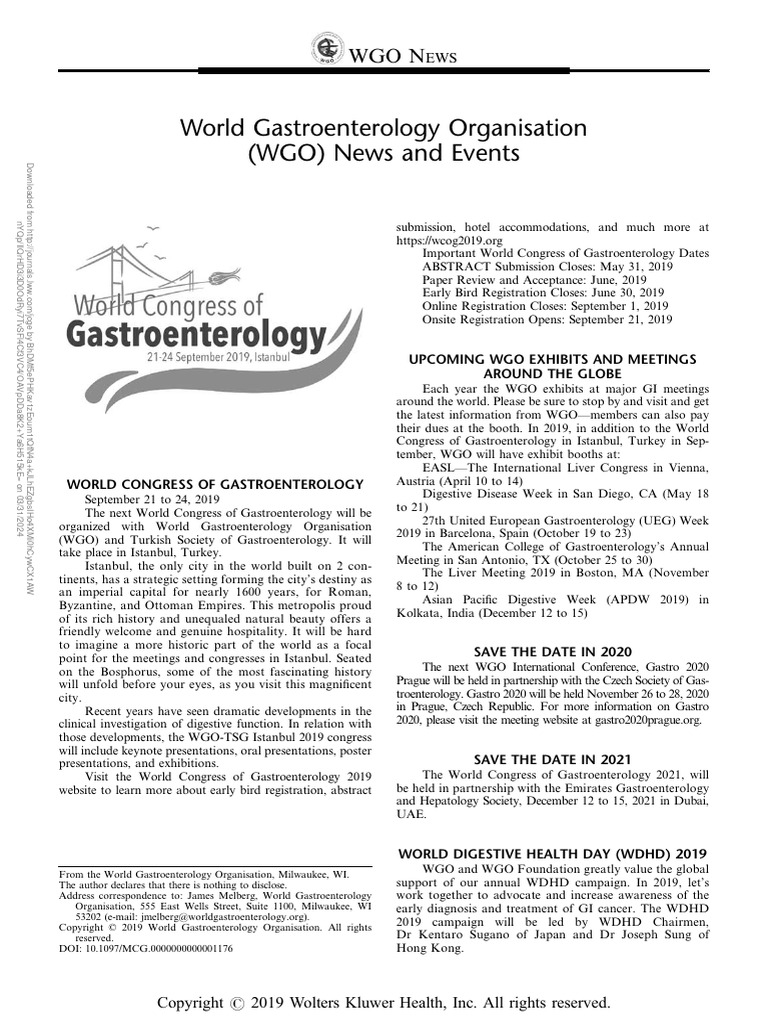 World Gastroenterology Organisation Wgo News And 1 Pdf