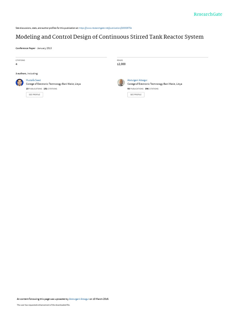 G - Modeling & Control Design of CSTR | PDF | Control Theory | Applied ...