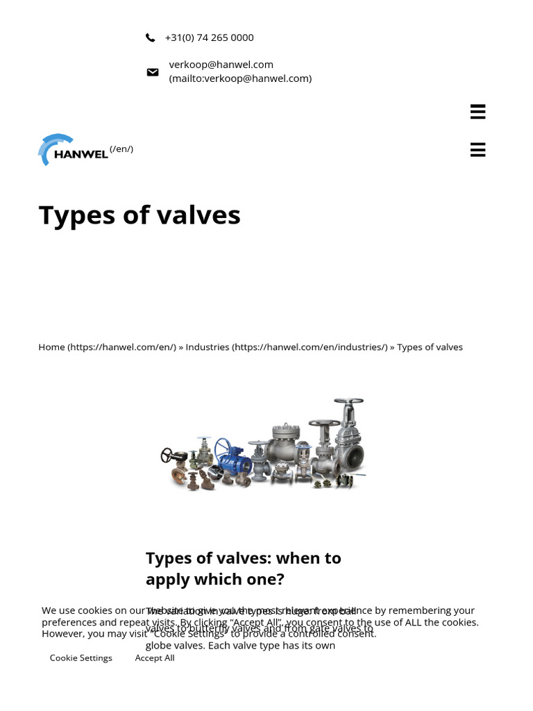 Types of Valves - When To Apply Which One - Hanwel | PDF | Valve ...