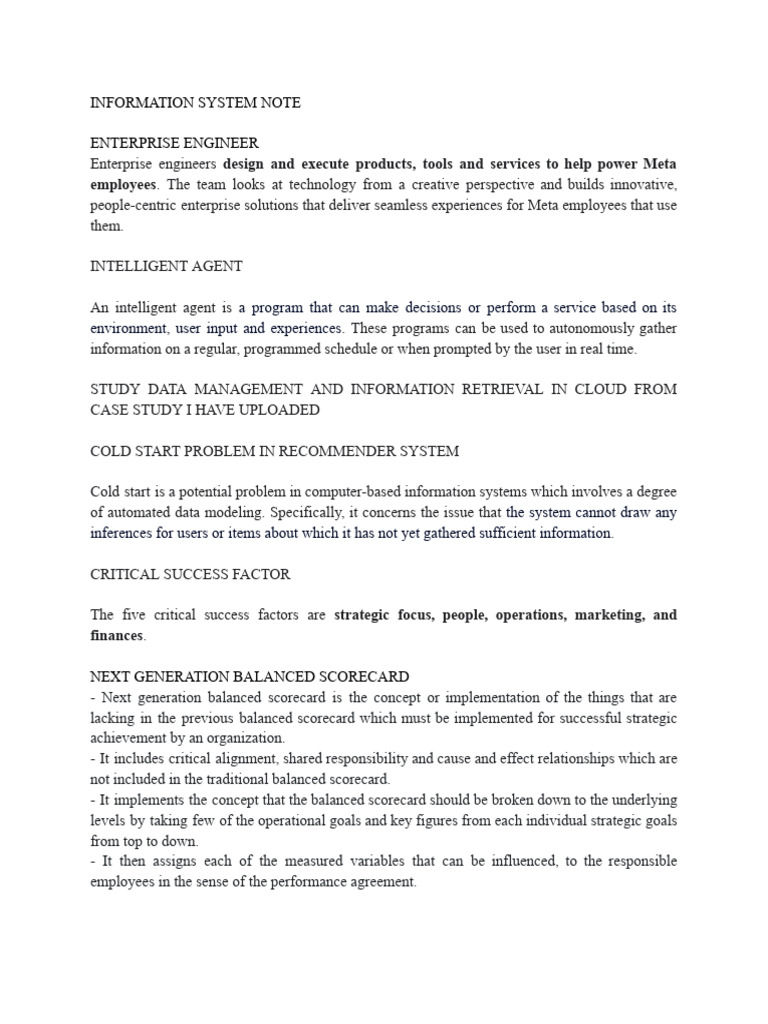 Information System Note | PDF | Cloud Computing | Computer Science