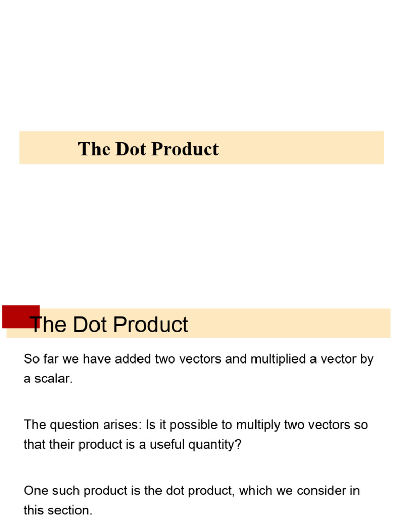 Dot Product | PDF | Force | Euclidean Vector