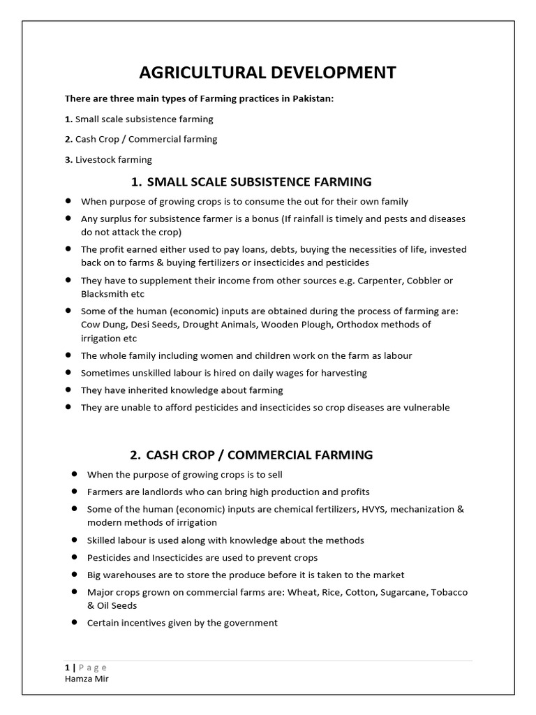 AGRICULTURAL DEVELOPMENT | PDF | Agriculture | Intensive Farming