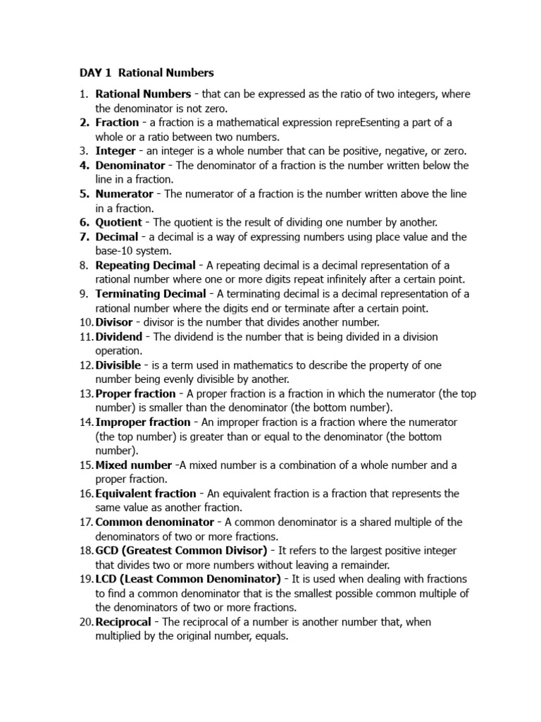 DAY 1 Rational Numbers | PDF | Teaching Methods & Materials | Computers
