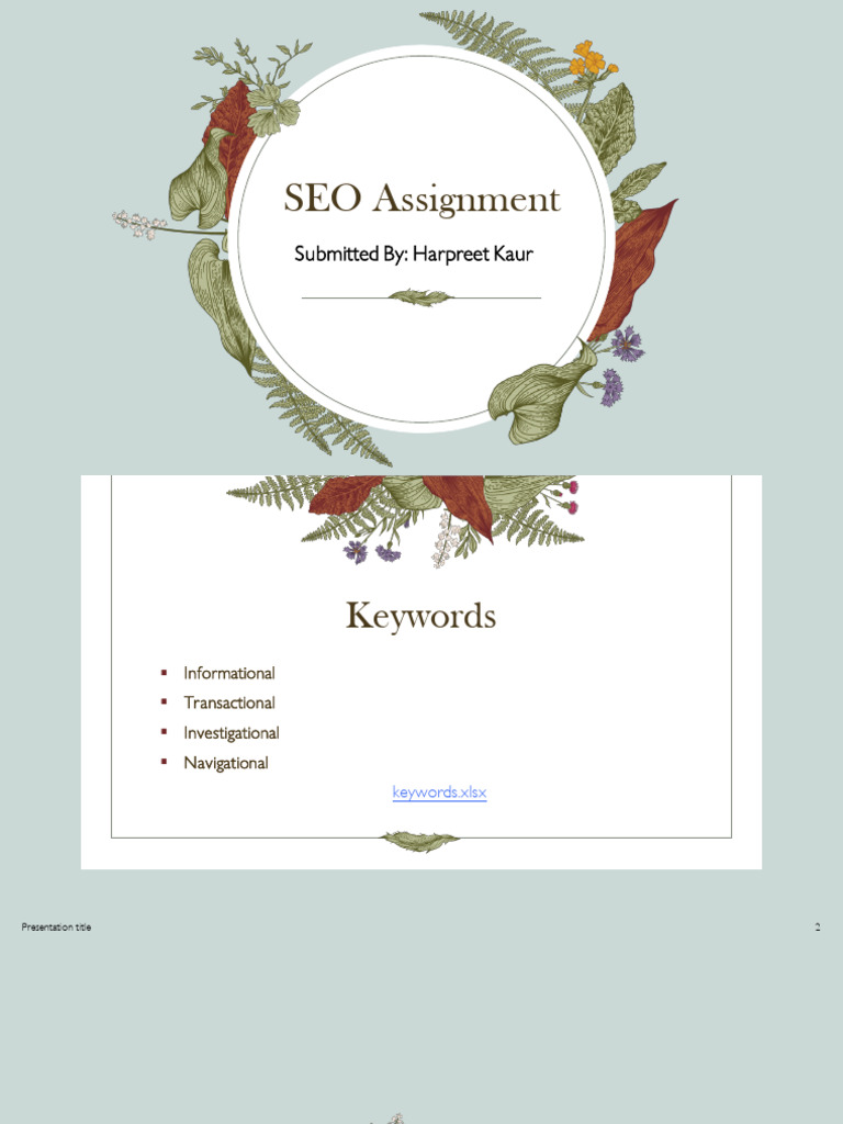 SEO Assignment: Submitted By: Harpreet Kaur | PDF