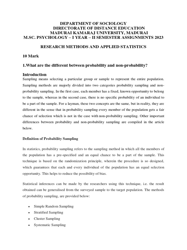 RESEARCH METHODS AND APPLIED STATISTICS | PDF | Sampling (Statistics) | Hypothesis