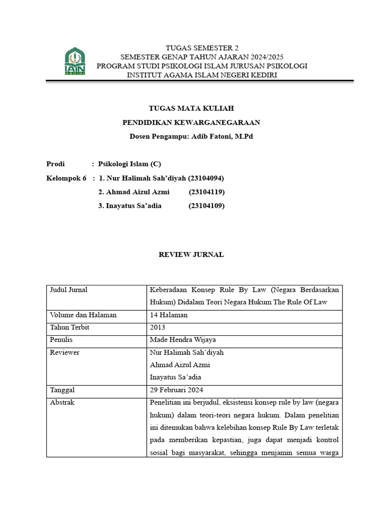Review Jurnal Rule By Law | PDF
