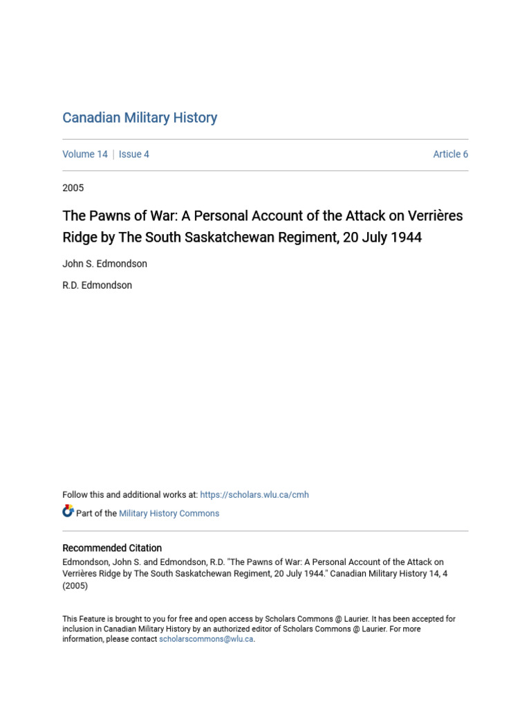 Personal Account of Verrières Ridge Attack | PDF | Company (Military ...