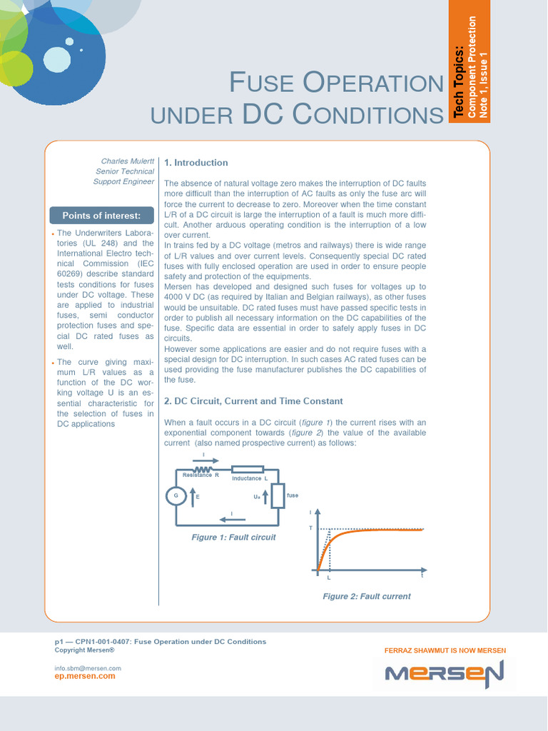 TT CPN1 Fuse Operation Under DC Conditions EN | PDF | Fuse (Electrical ...