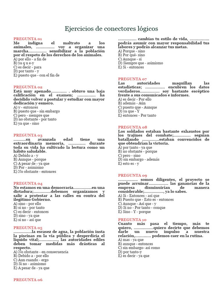 Ejercicios de Conectores Lógicos | PDF