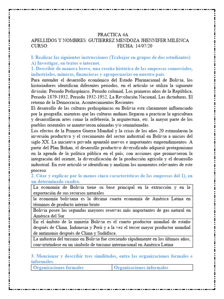 Practica 4a | PDF | Business | Bolivia