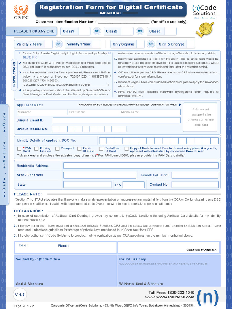 Digital Signature Form | PDF