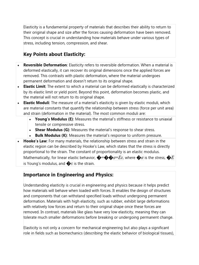 What Is Elasticity | PDF | Elasticity (Physics) | Young's Modulus