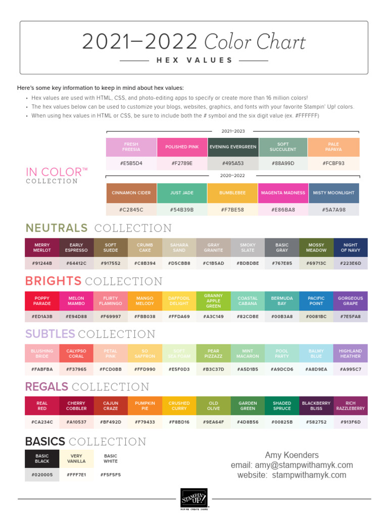 Stampin Up Hex Code Color Chart Stamp With Amy K | PDF | Chess Openings ...