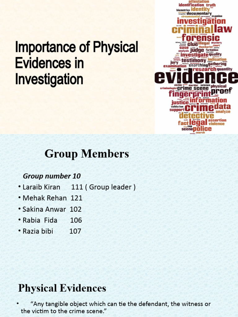 Role of Physical Evidence in Crime Investigation | PDF | Crime Scene ...