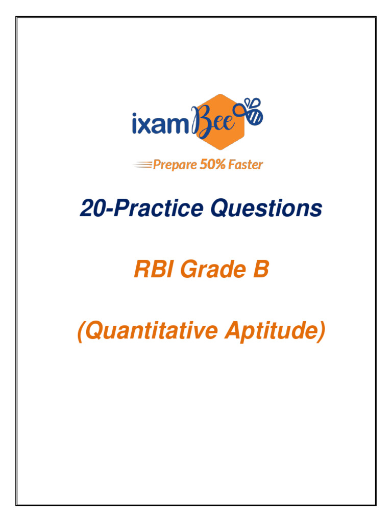 RBI Grade B Quant Practice Questions | PDF | Interest | Compound Interest