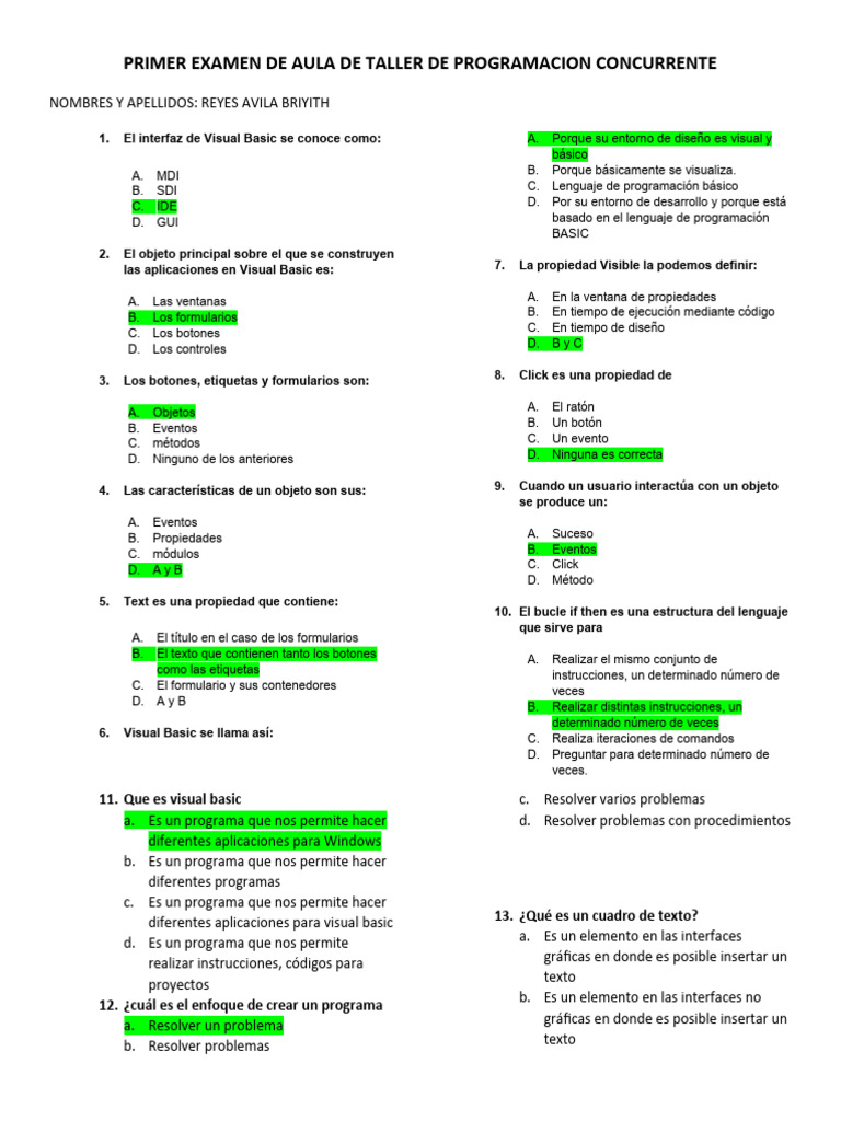 Examen de Programación en Visual Basic | PDF | Básico | Lenguaje de programación