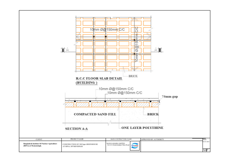 R.C.C Floor Slab Detail for Greenhouse | PDF