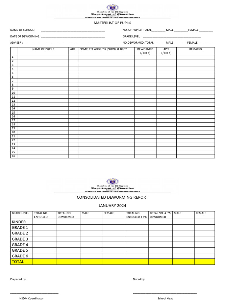 Deworming Forms | PDF | Career & Growth