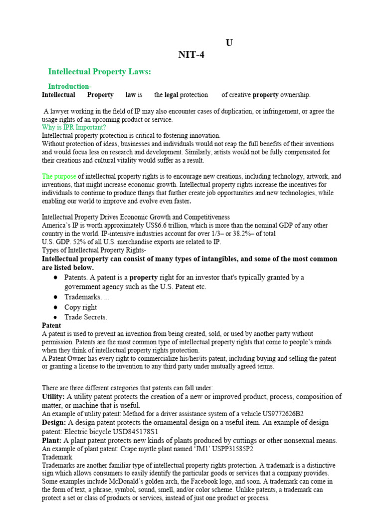 Unit. 4 - Coi Note | Download Free PDF | Patent | Intellectual Property