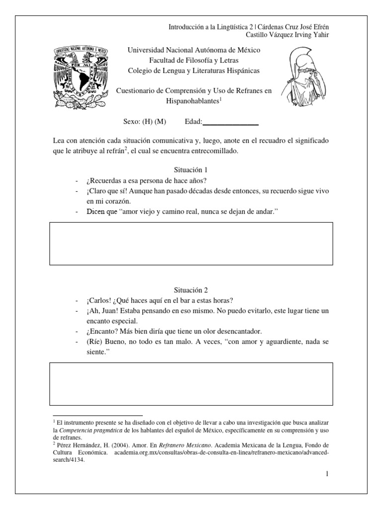 Comprensión de Refranes en Español | PDF | Amor | México