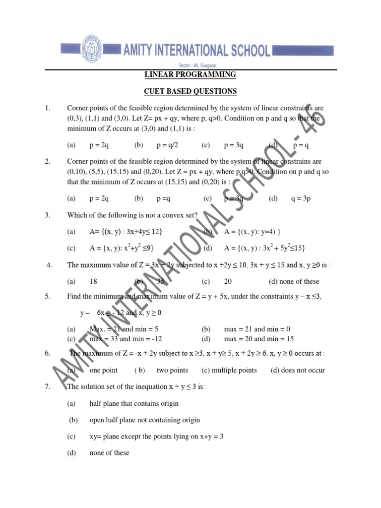 Linear Programming 1 Marker | Download Free PDF | Systems Analysis ...