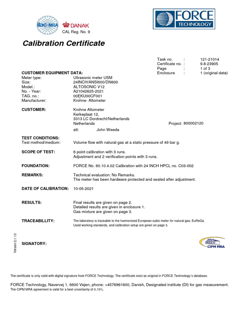Part 12 Calibration Reports Pdf Calibration Metre