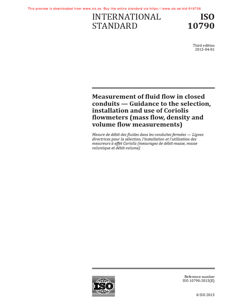 Iso 10790 2015 en PDF | PDF | Flow Measurement | Observational Error