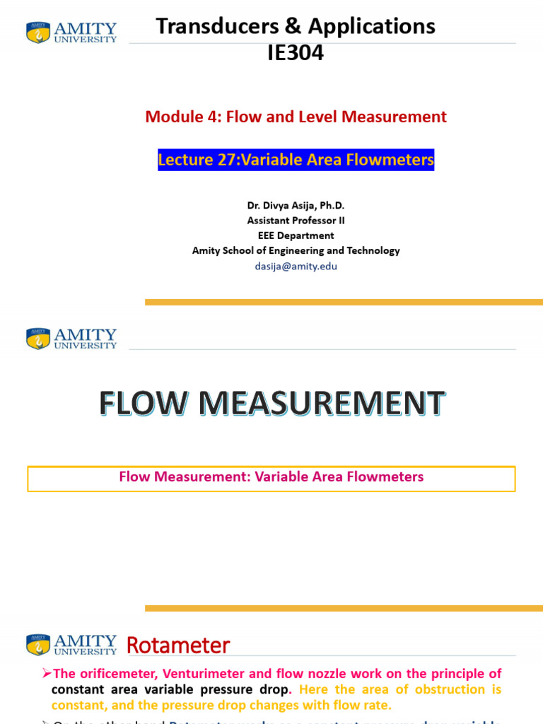 Transducer Lec 27 | PDF | Flow Measurement | Physical Quantities