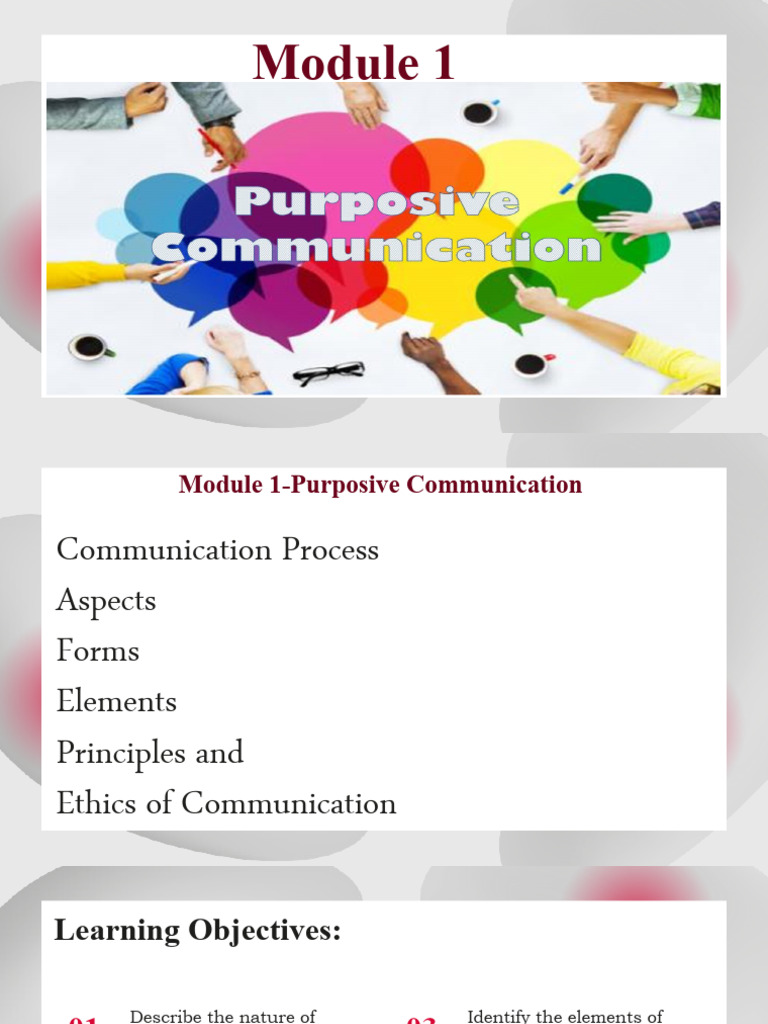 Module 1 - Purposive Communication | PDF | Communication | Nonverbal ...