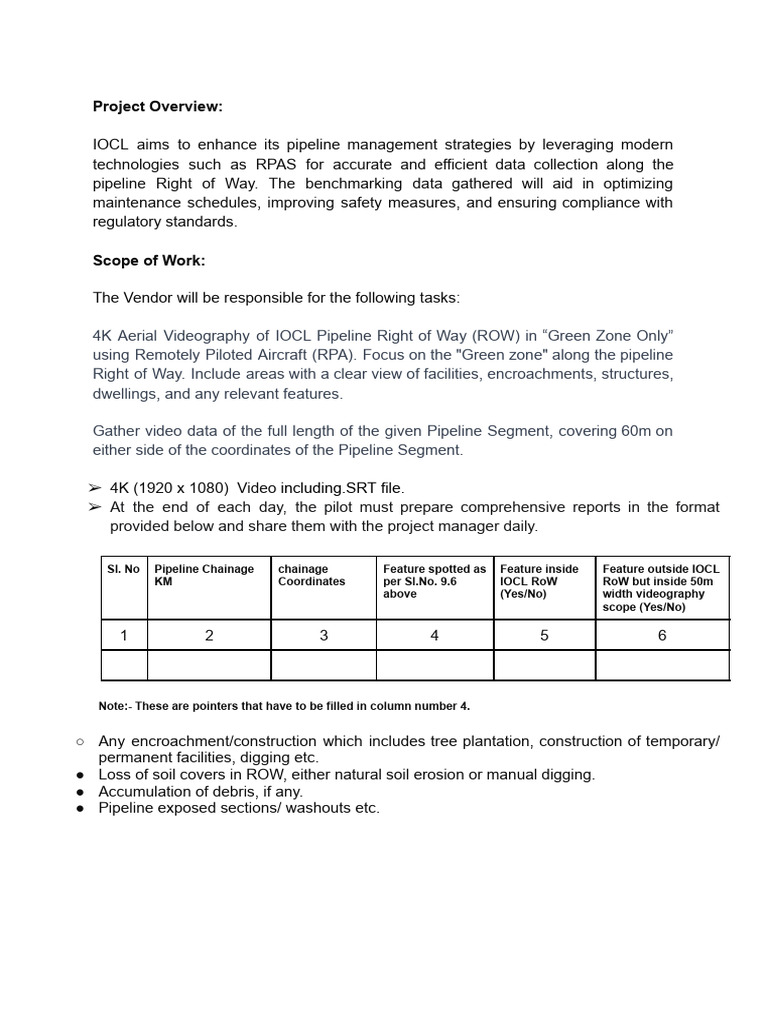 SOP For IOCL Data Collection | PDF | Unmanned Aerial Vehicle