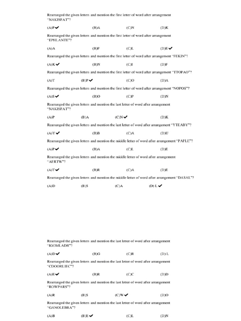 Jumbled Words Verbal Intelligence | PDF