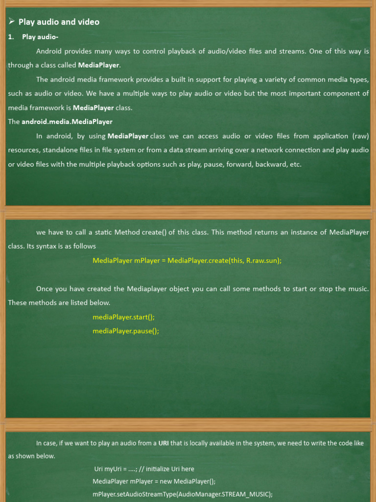 5.6 Play Audio and Video | PDF | Uniform Resource Identifier | Class (Computer Programming)