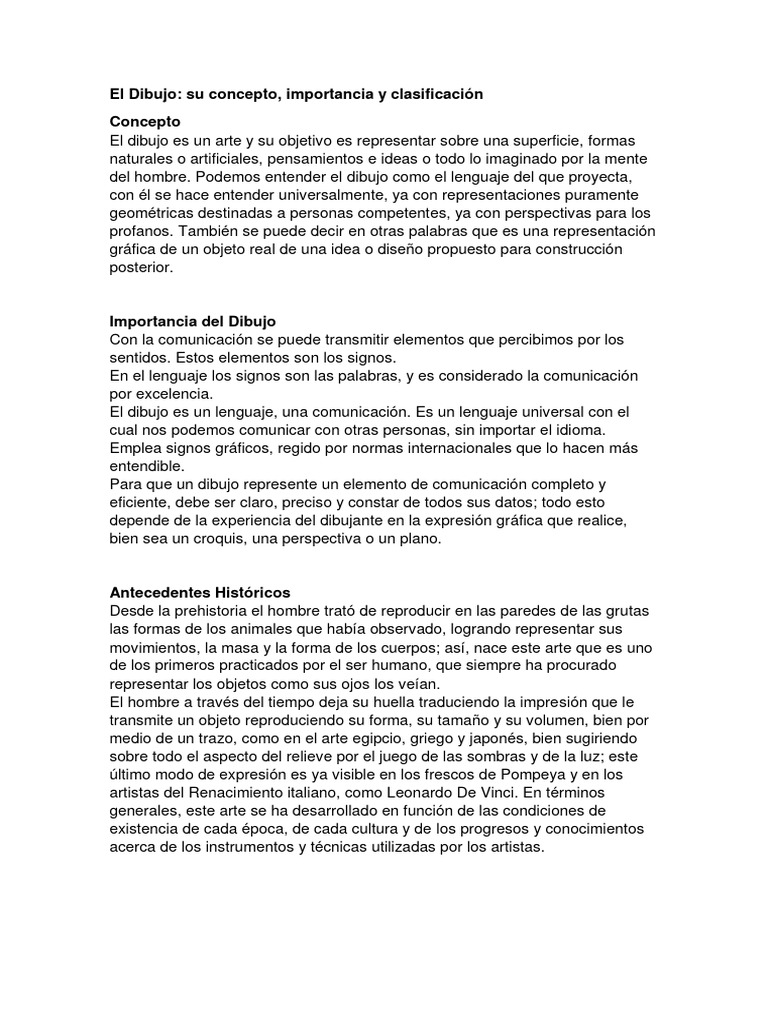 Concepto y Clasificación del Dibujo | PDF | Dibujo | Dibujo técnico