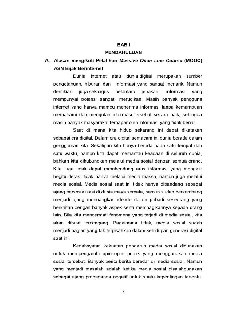 Laporan Pelatihan MOOC ASN Bijak Berinternet | PDF | Karier & Perkembangan
