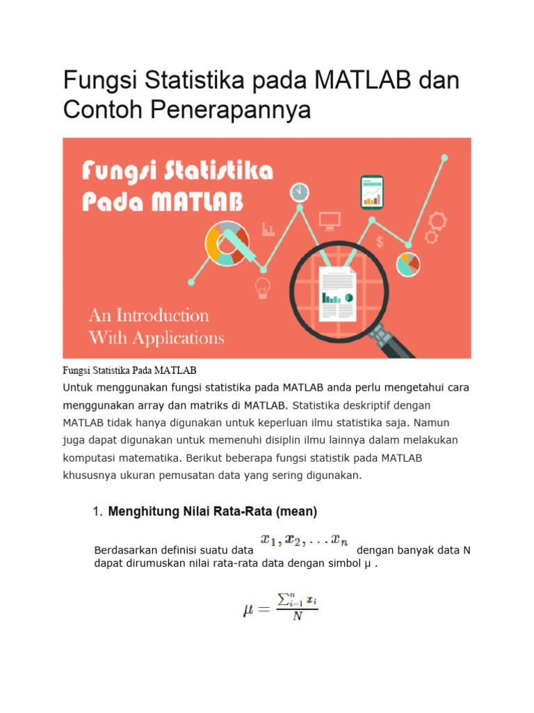 Fungsi Statistika Pada MATLAB Dan Contoh Penerapannya | PDF Fungsi Statistika Pada MATLAB Dan Contoh Penerapannya | PDF