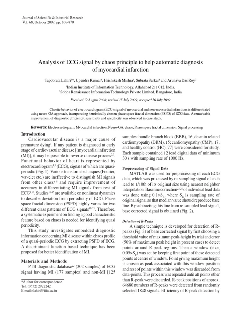 2009 Ecg Jsir | PDF | Electrocardiography | Statistical Classification