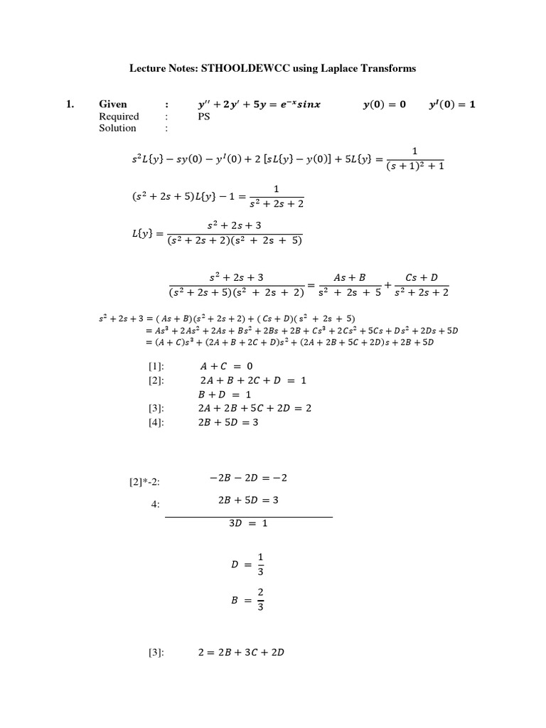 STHOOLDEWCC Using Laplace Transforms | PDF | Mathematical Analysis | Mathematical Physics