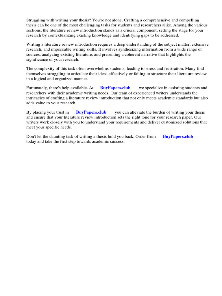 Literature Review Introduction Research Paper | PDF | Methodology | Essays