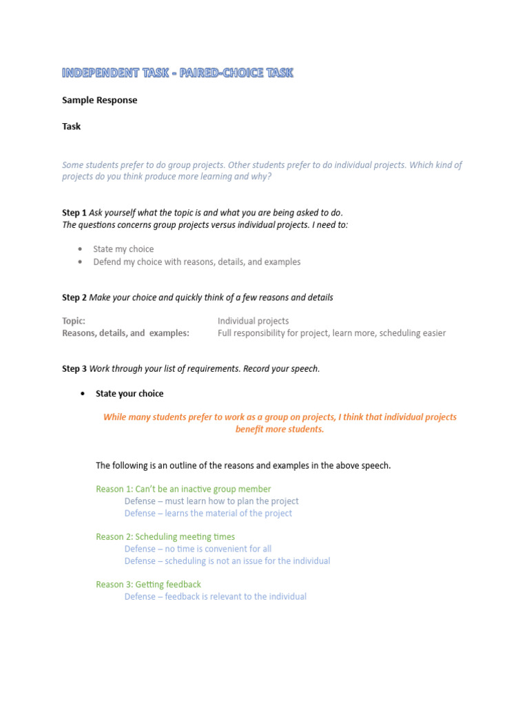 INDEPENDENT TASK 1 - Sample Response | PDF | Reason | Behavioural Sciences