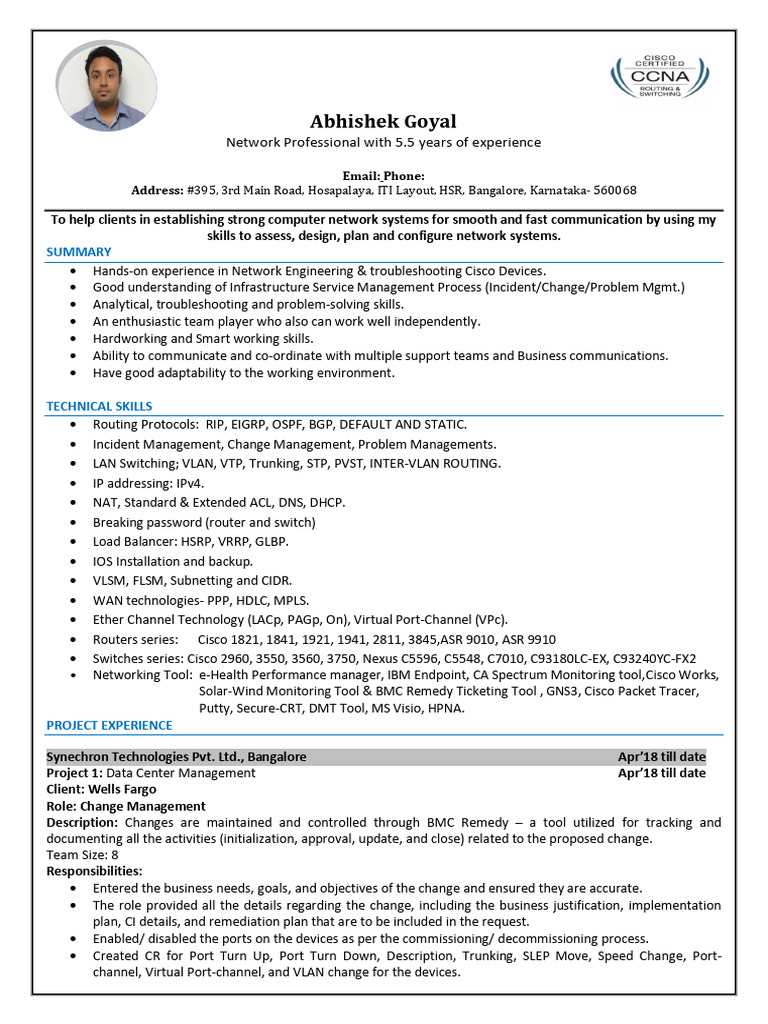 network resume | PDF | Computer Network | Cisco Certifications