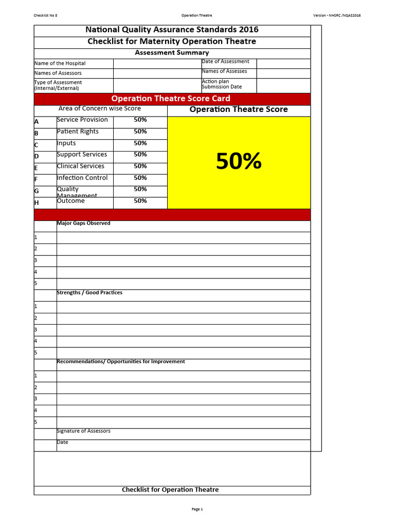 Maternity OT Laqshya NQAS Assessment Checklist | PDF | Informed Consent ...