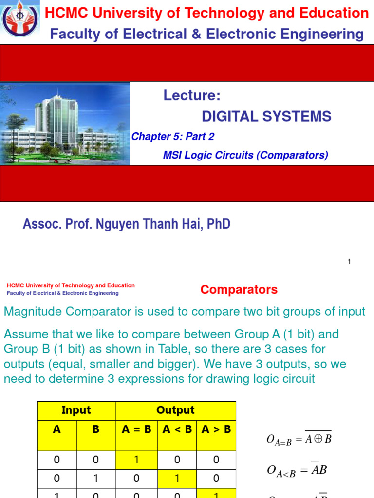 MSI Logic Circuits: Comparators Explained | PDF | Electronics ...