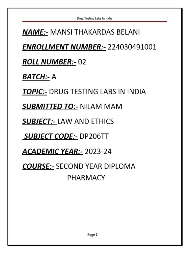 Overview of Drug Testing Labs in India | PDF | Laboratories | Cosmetics