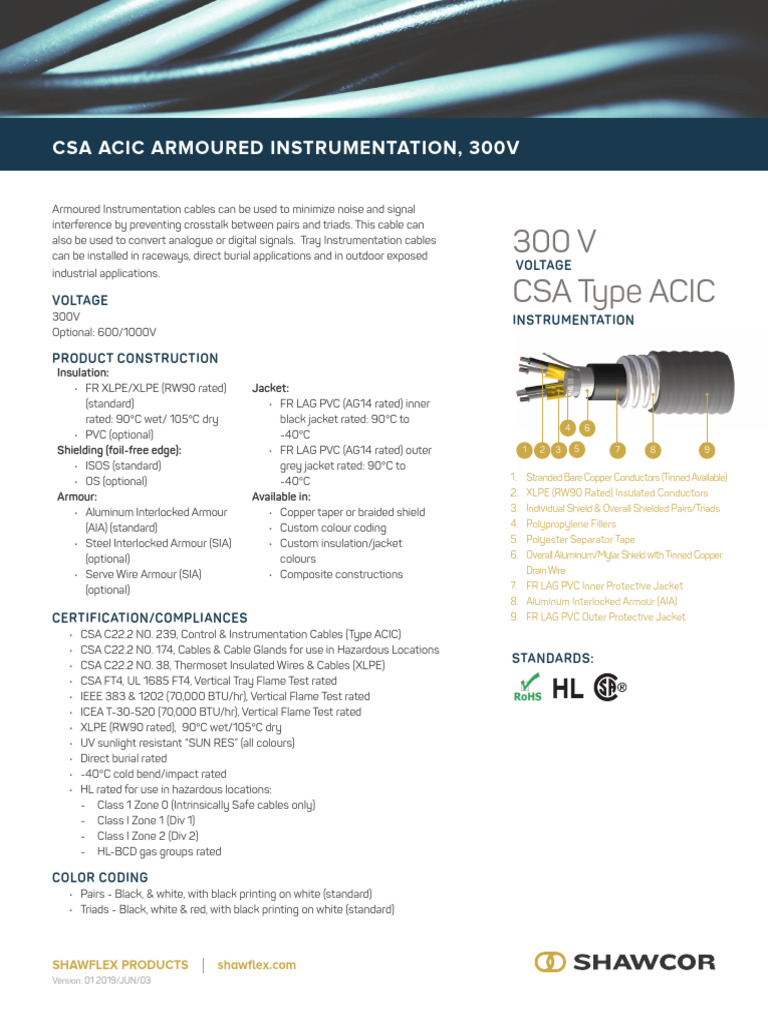 Csa Acic Armoured Instrumentation, 300V | PDF | Electrical Engineering ...