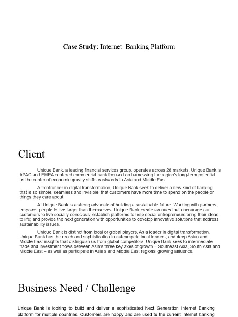 Case Study - Internet Banking Platform | PDF | Internet | Banks