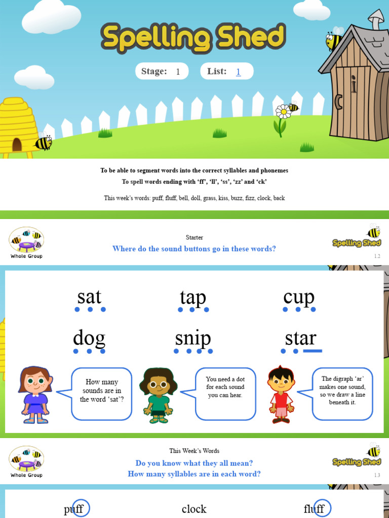 Spelling Shed 2022 - Stage 1 - Lesson 1 - Words Ending With FF, LL, SS ...