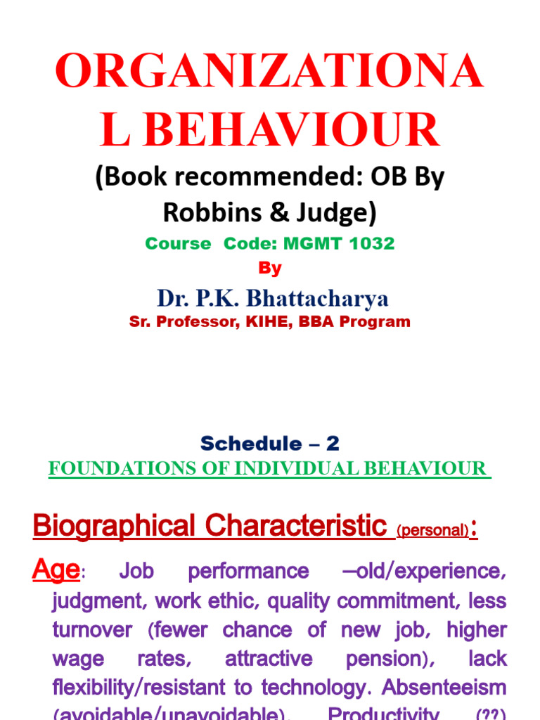Organizationa L Behaviour: (Book Recommended: OB by Robbins & Judge) | PDF | Reinforcement ...