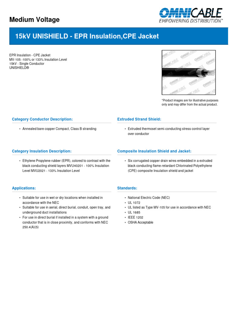 AutoSpec 15kV UNISHIELD EPR Insulation CPE Jacket | PDF | Insulator ...
