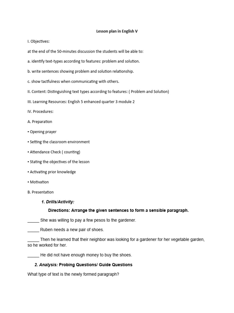 Lesson Plan Problem and Solution 62525 | PDF | Lesson Plan | Human Communication